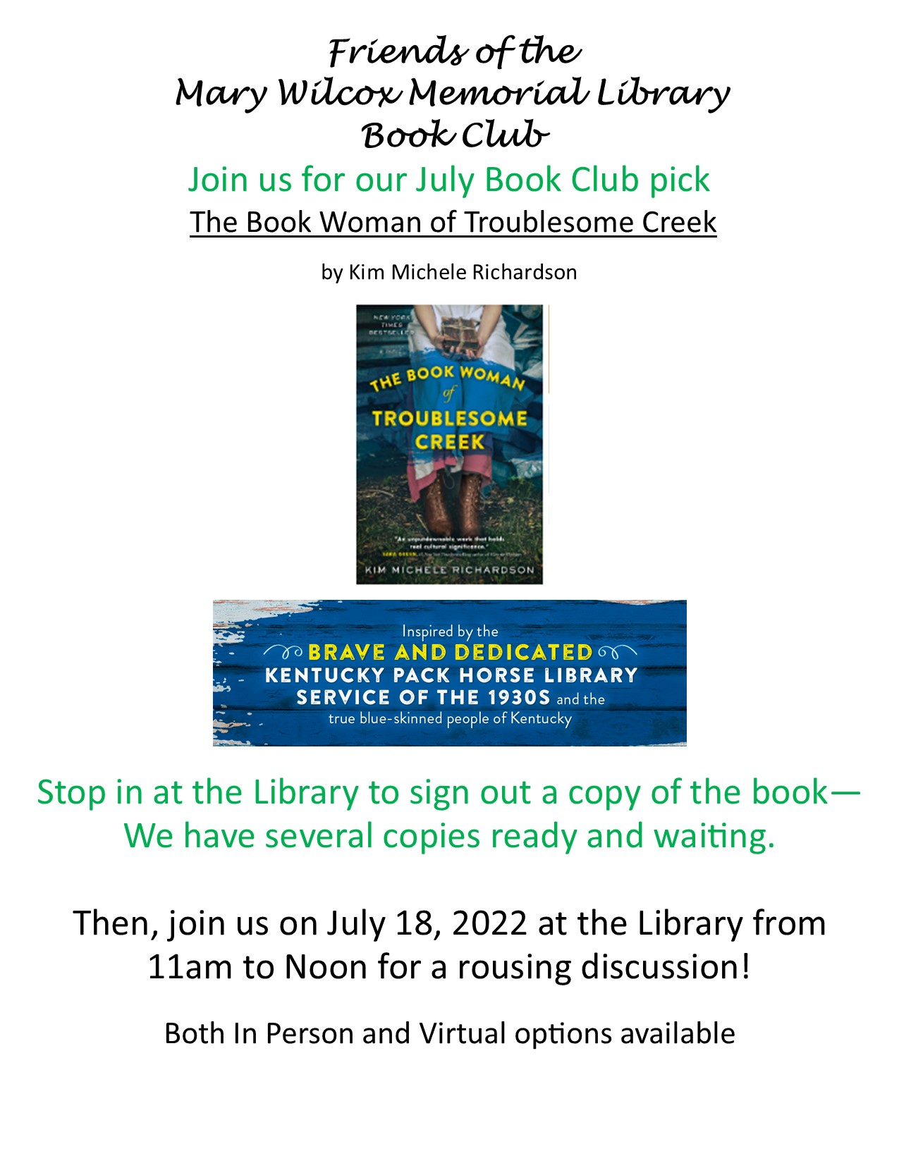 Friends of the Mary Wilcox Memorial Library Book Club – Mary Wilcox ...